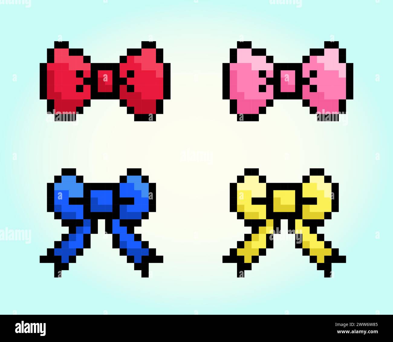 8 bit pixel of colorful gift ribbons. Accessories for game assets and ...