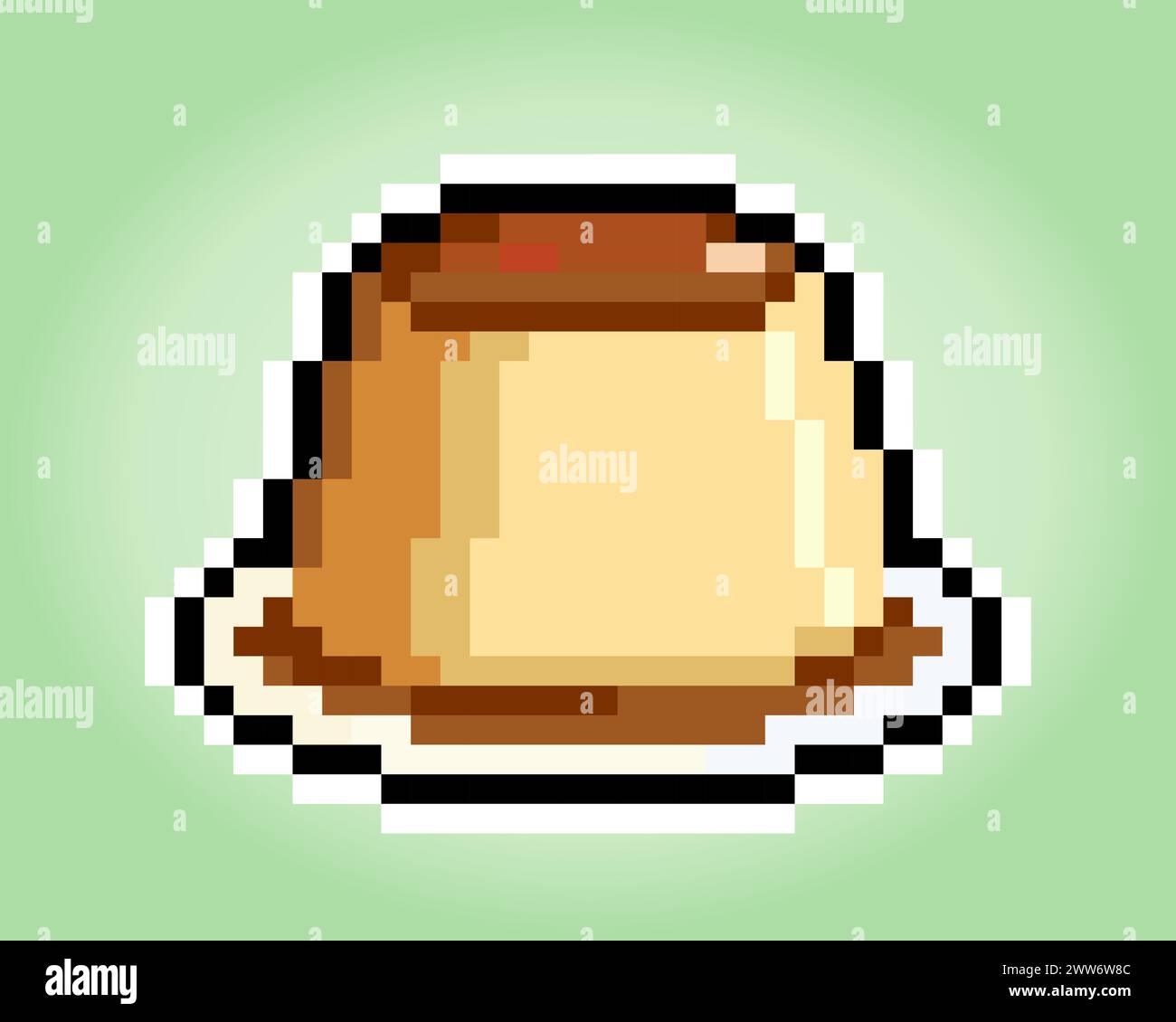 8 bit pixel of a pudding. Food for game assets and cross stitch ...