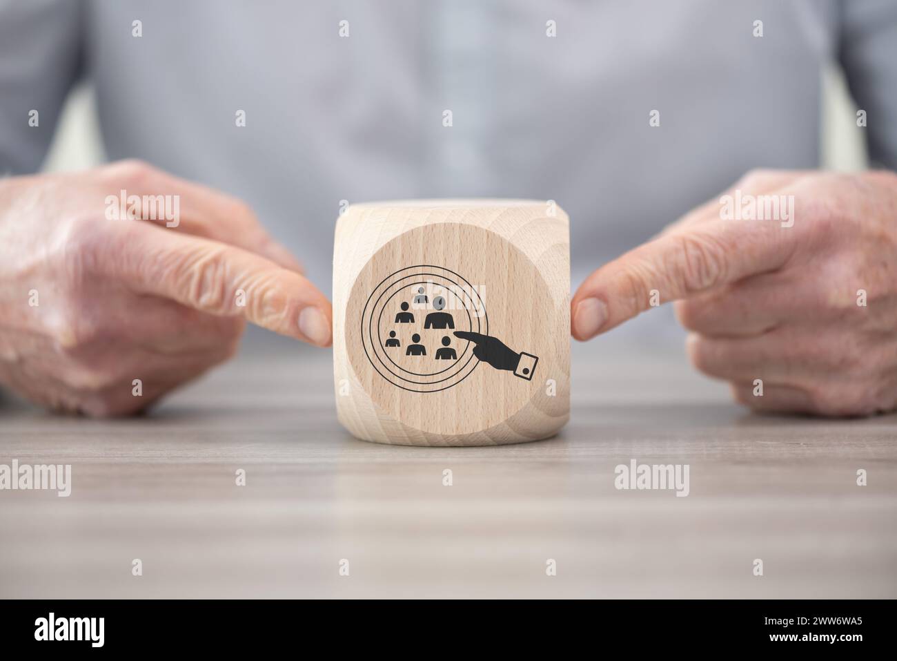 Wooden block with symbol of hrm concept Stock Photo - Alamy