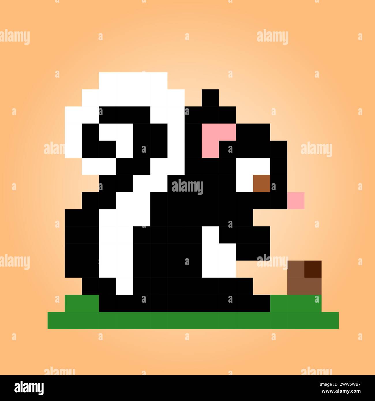 8 bit pixel skunk. Animal pixel for game assets and cross stitch patterns, in vector ...