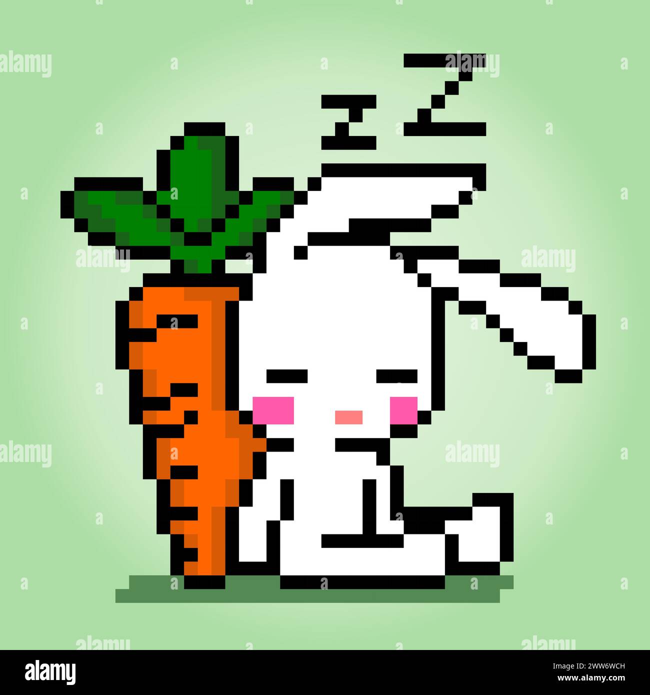8 bit pixel sleeping rabbit . Animals for game assets and cross stitch patterns in vector ...