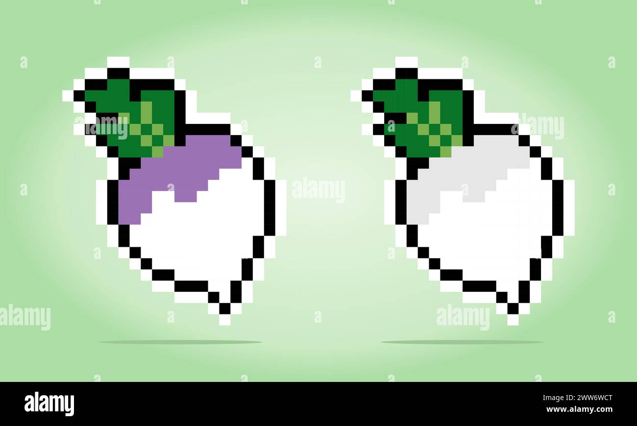 8 bit pixels radish. Vegetables for game assets and cross stitch ...