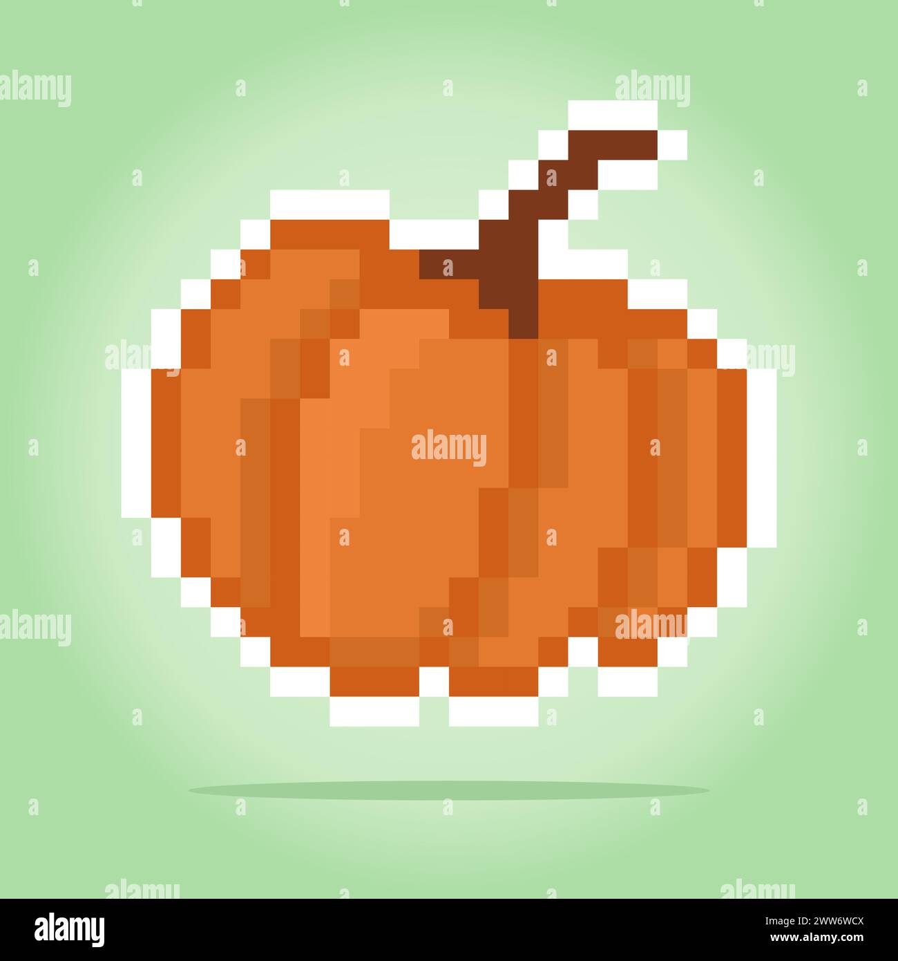 8 bit pixel of pumpkin. Veggies for game assets and cross stitch ...