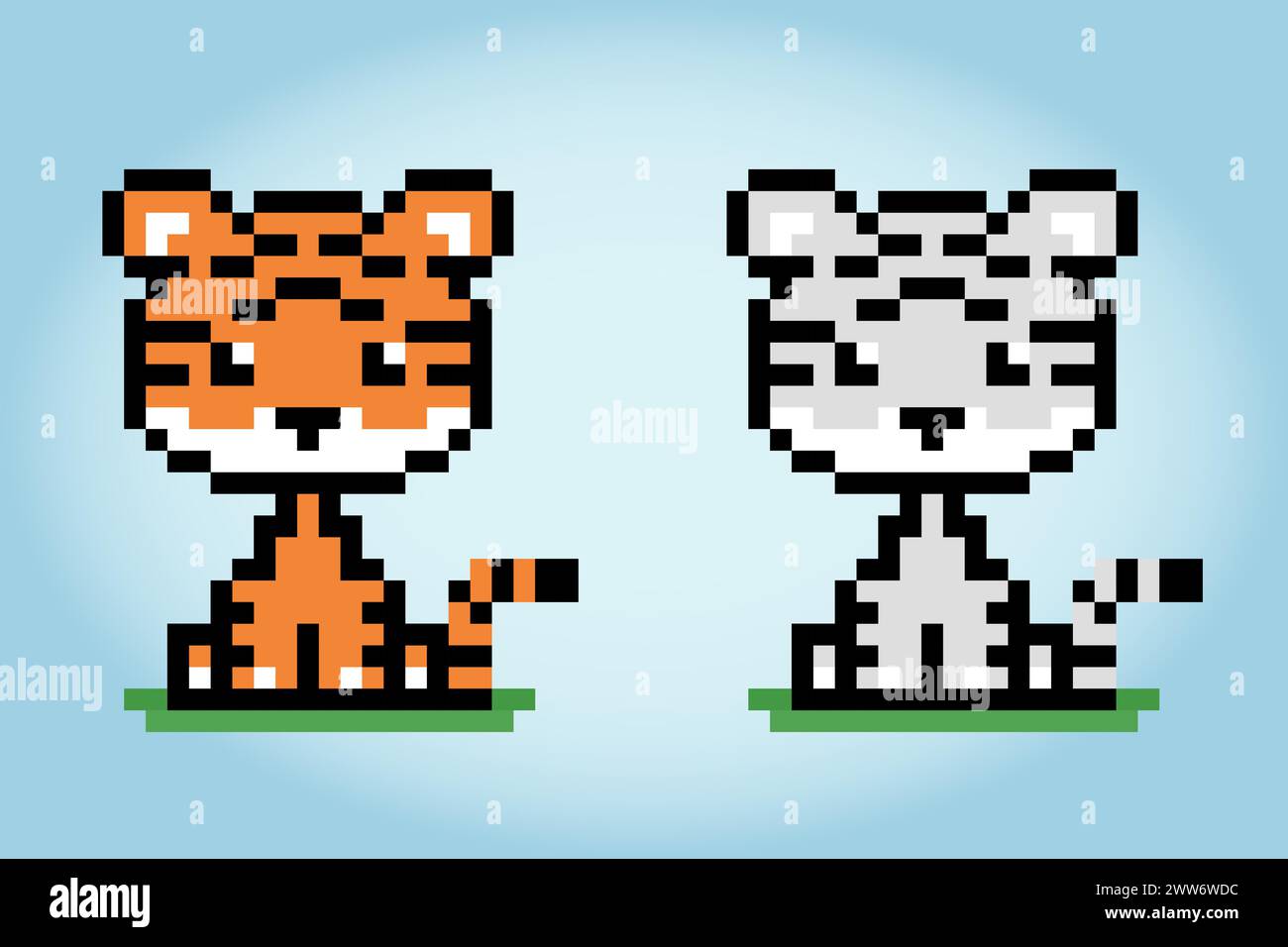 8 bit pixel a tiger. Animals for game assets and cross stitch patterns ...