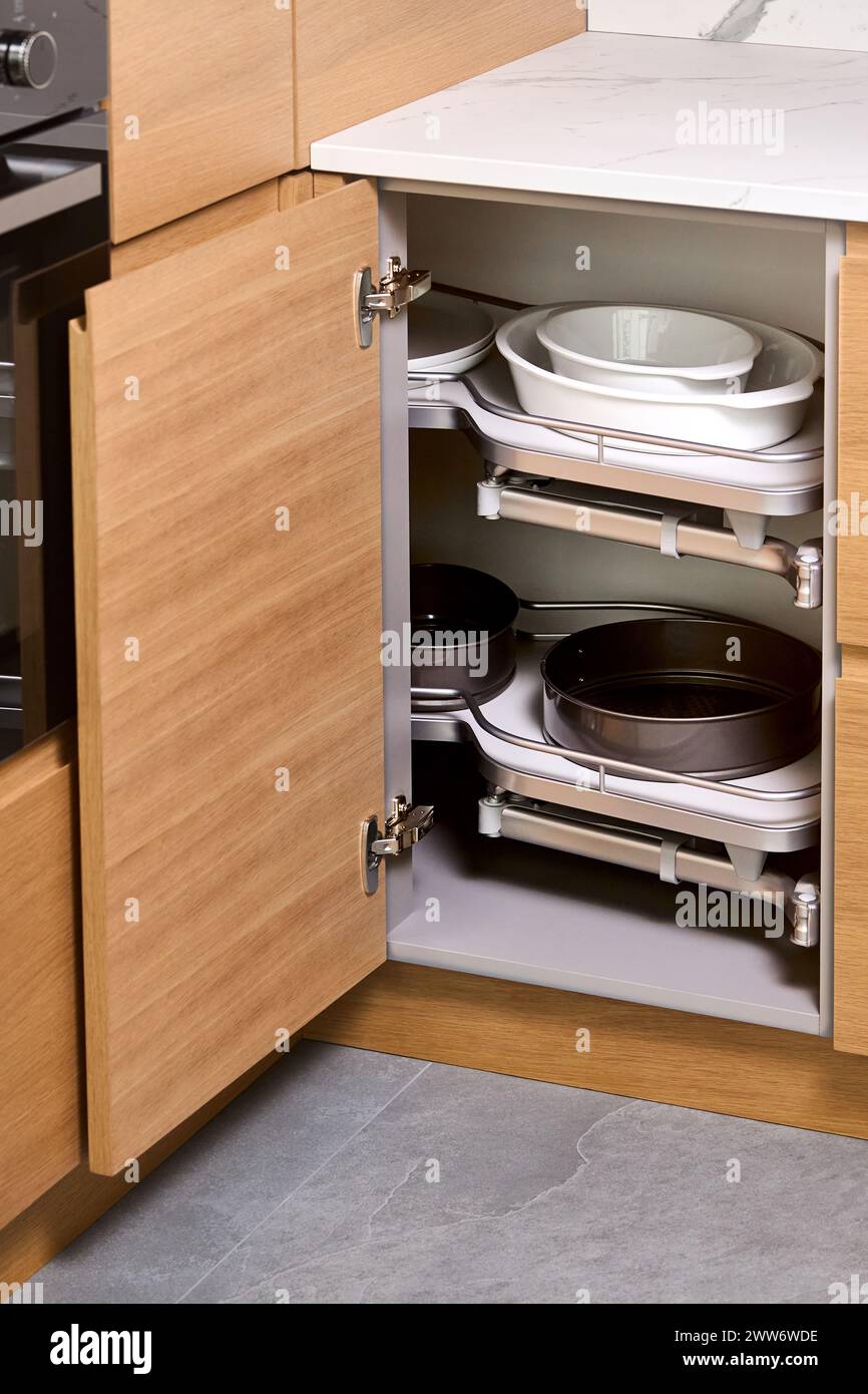 Kitchen access mechanism Magic corner for Blind Corner Cabinets pushed ...