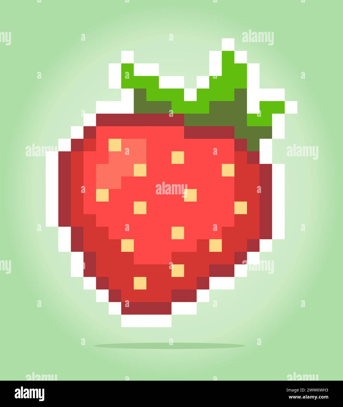 8 bit pixel of Strawberry. Fruits pixel for game assets and cross ...