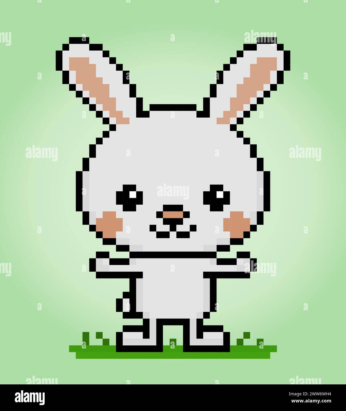 8 bit pixel rabbit. Animal pixels in vector illustrations for game assets or cross stitch ...
