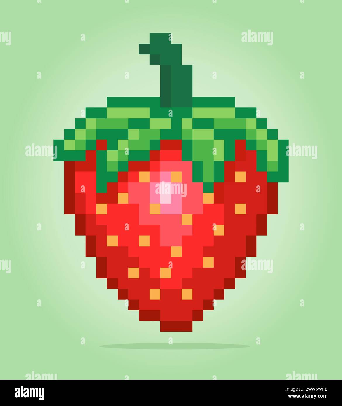 8 bit pixel of Strawberry. Fruits pixel for game assets and cross ...