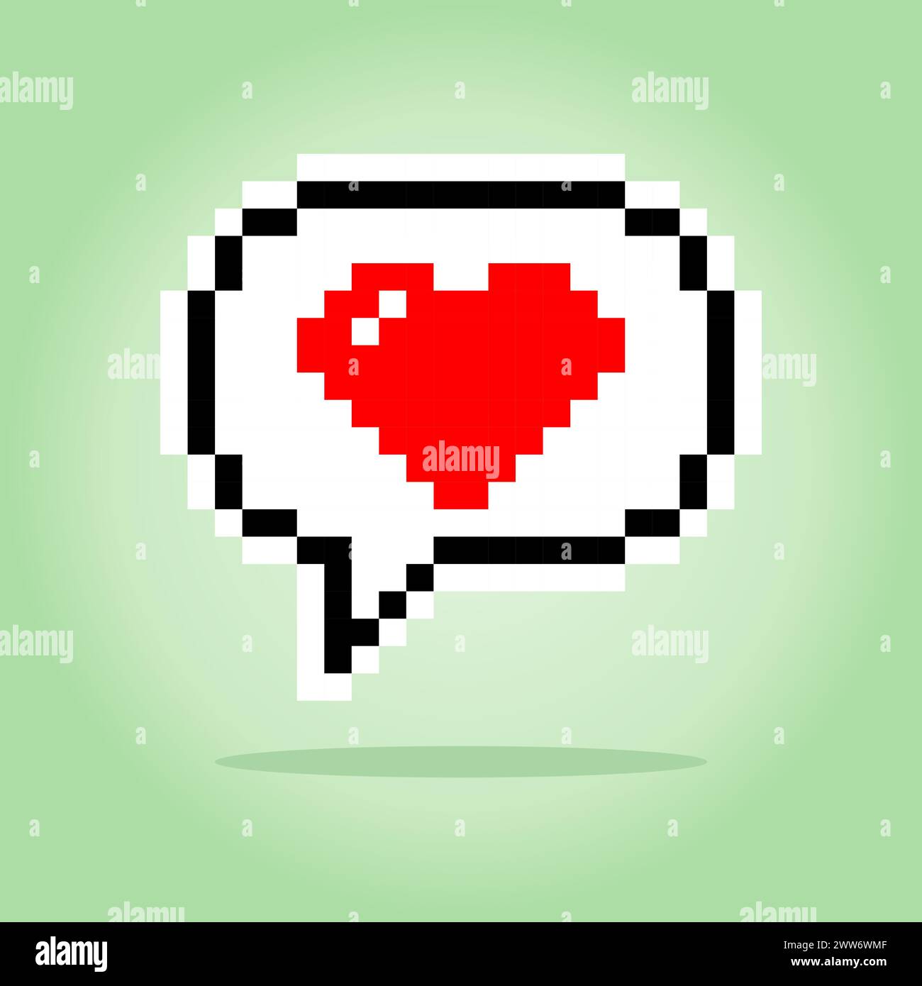 8 bit pixel bubble speech with love image. Vegetable game assets in ...