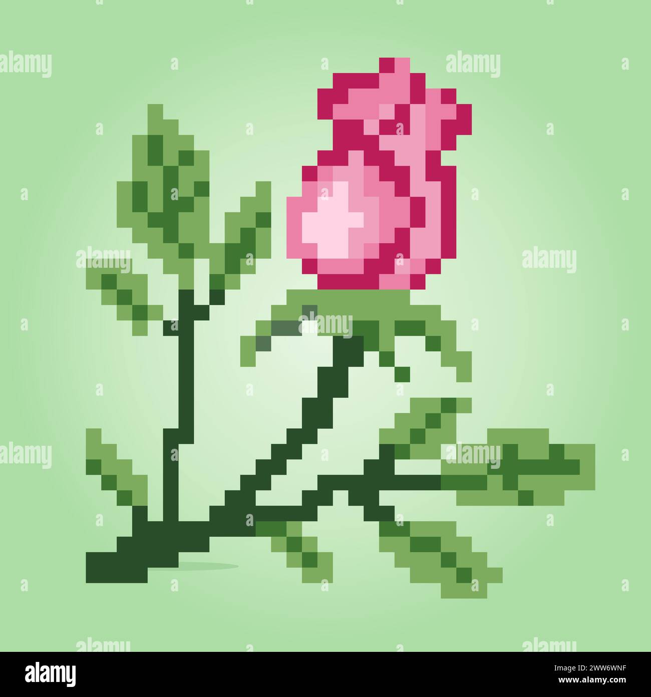 8 bit pixels of rosebud. Flowers for asset games and Cross Stitch ...