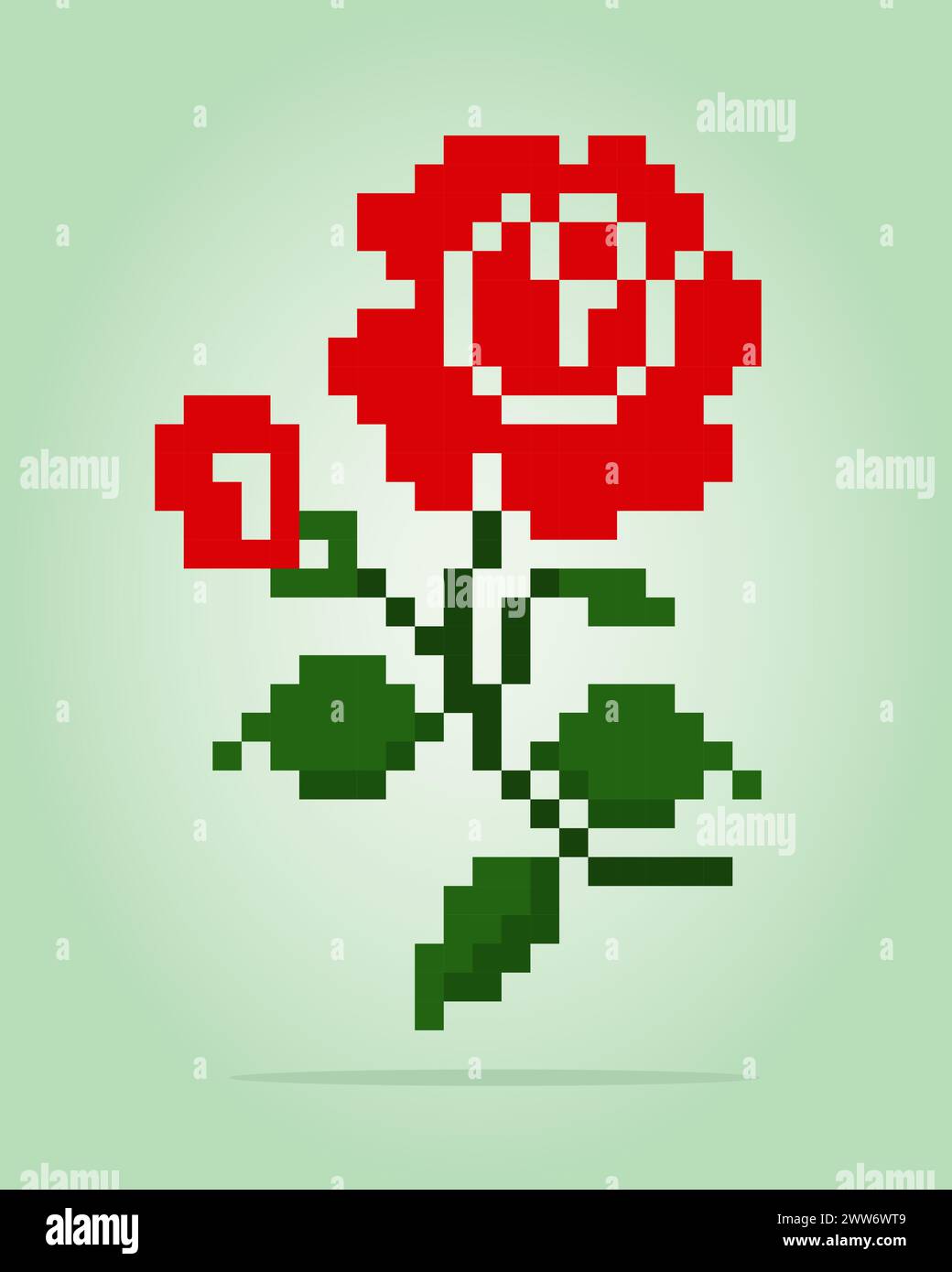 8 bit pixels of rose. Flowers for asset games and Cross Stitch patterns ...
