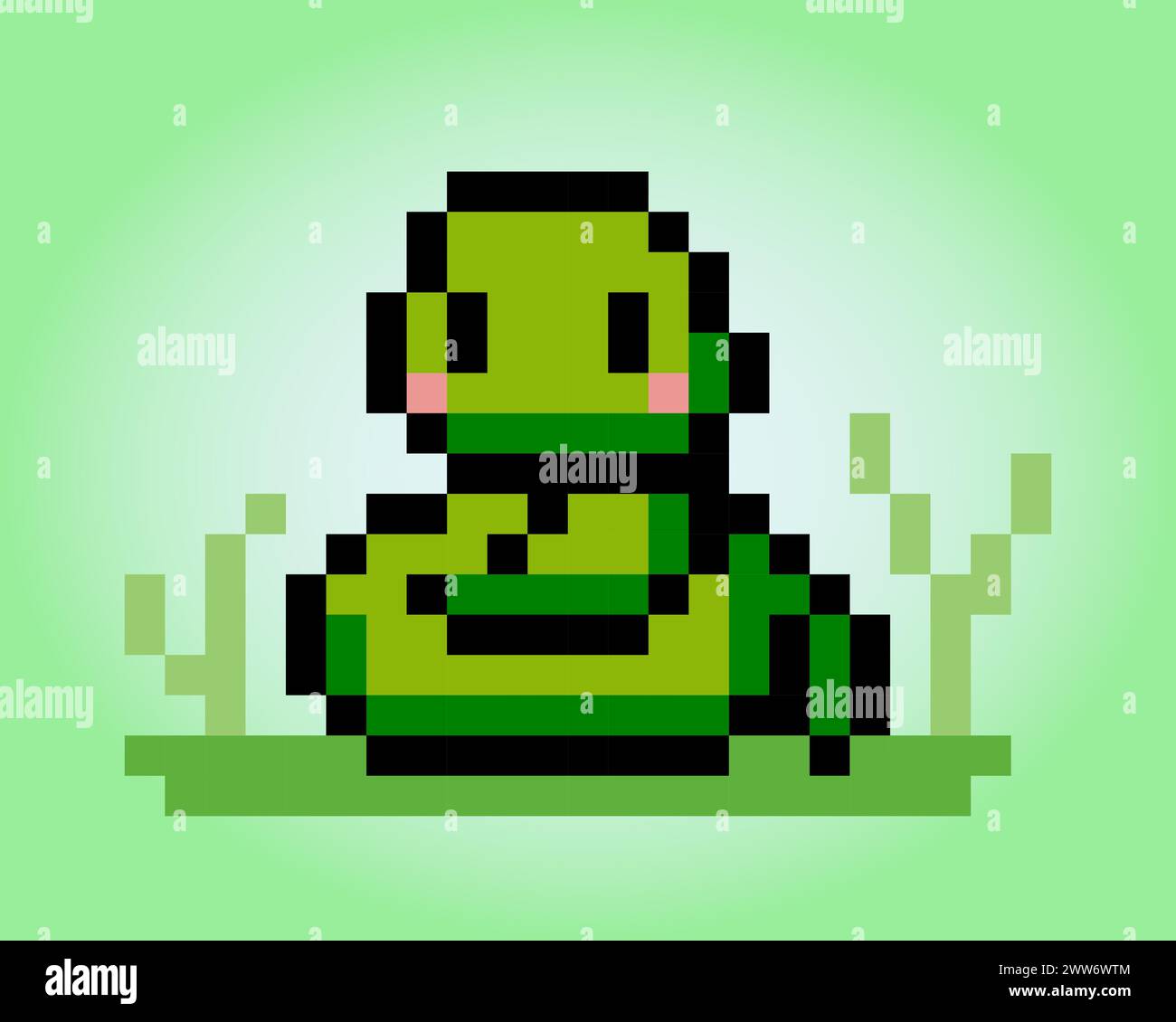 8 bit pixel of snake. Animal pixel for game assets and cross stitch patterns, in vector ...