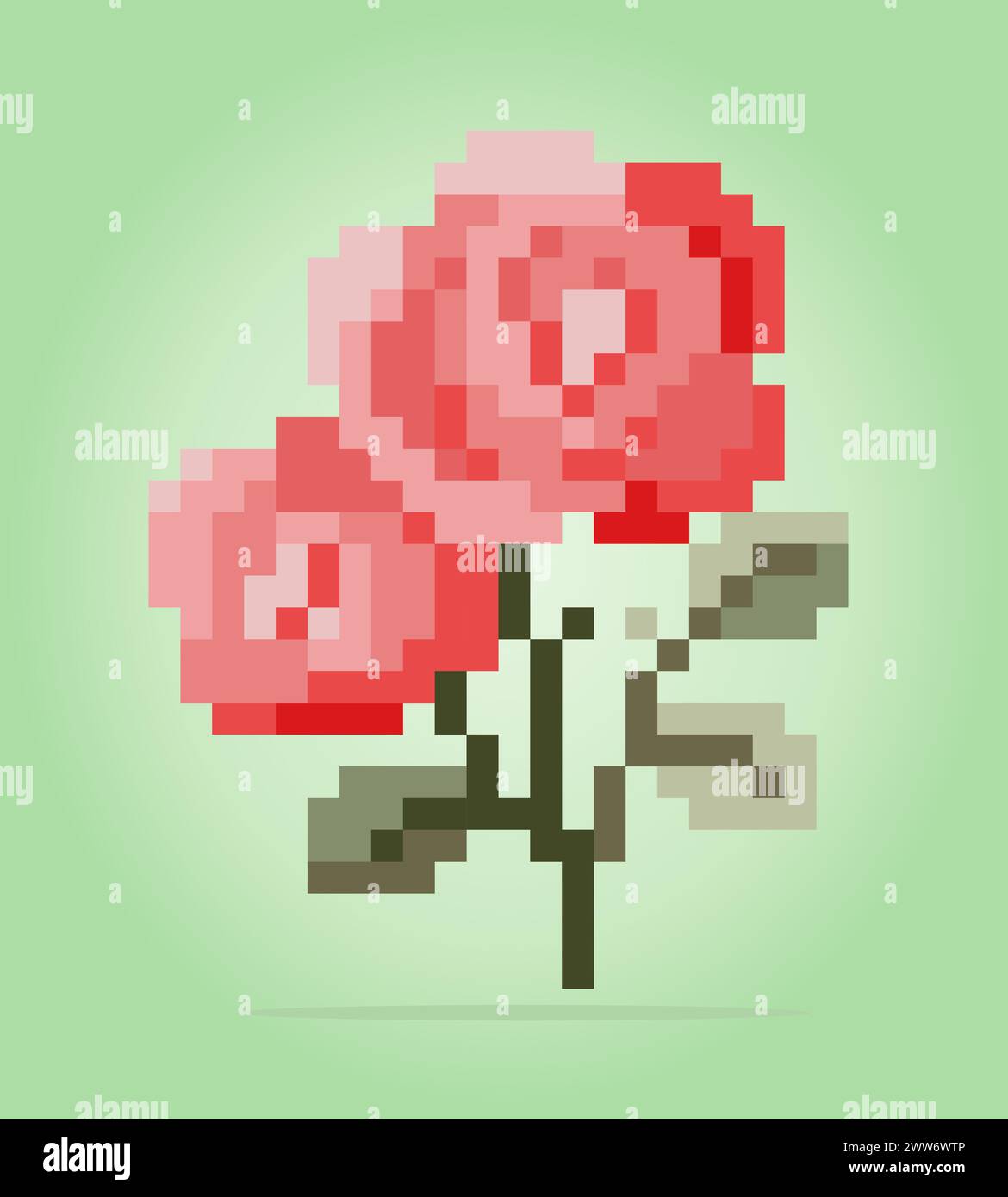 8 bit pixels of rose. Flowers for asset games and Cross Stitch patterns ...