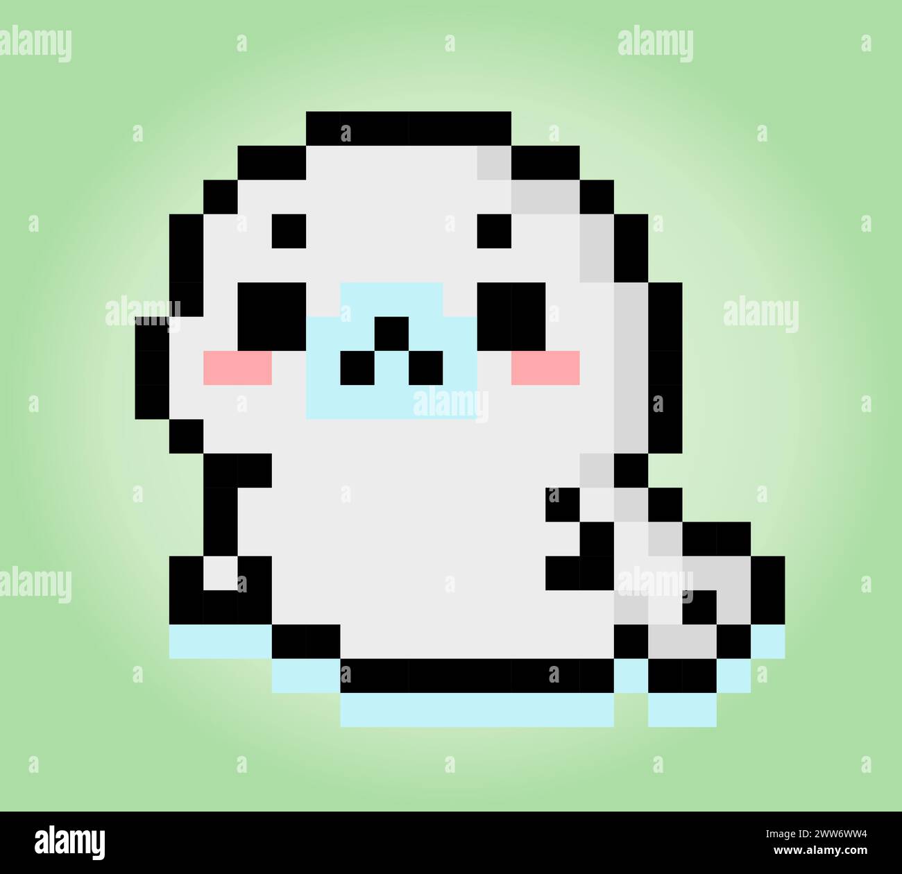 8 bit pixels of sea lion. Animal for asset games and Cross Stitch ...