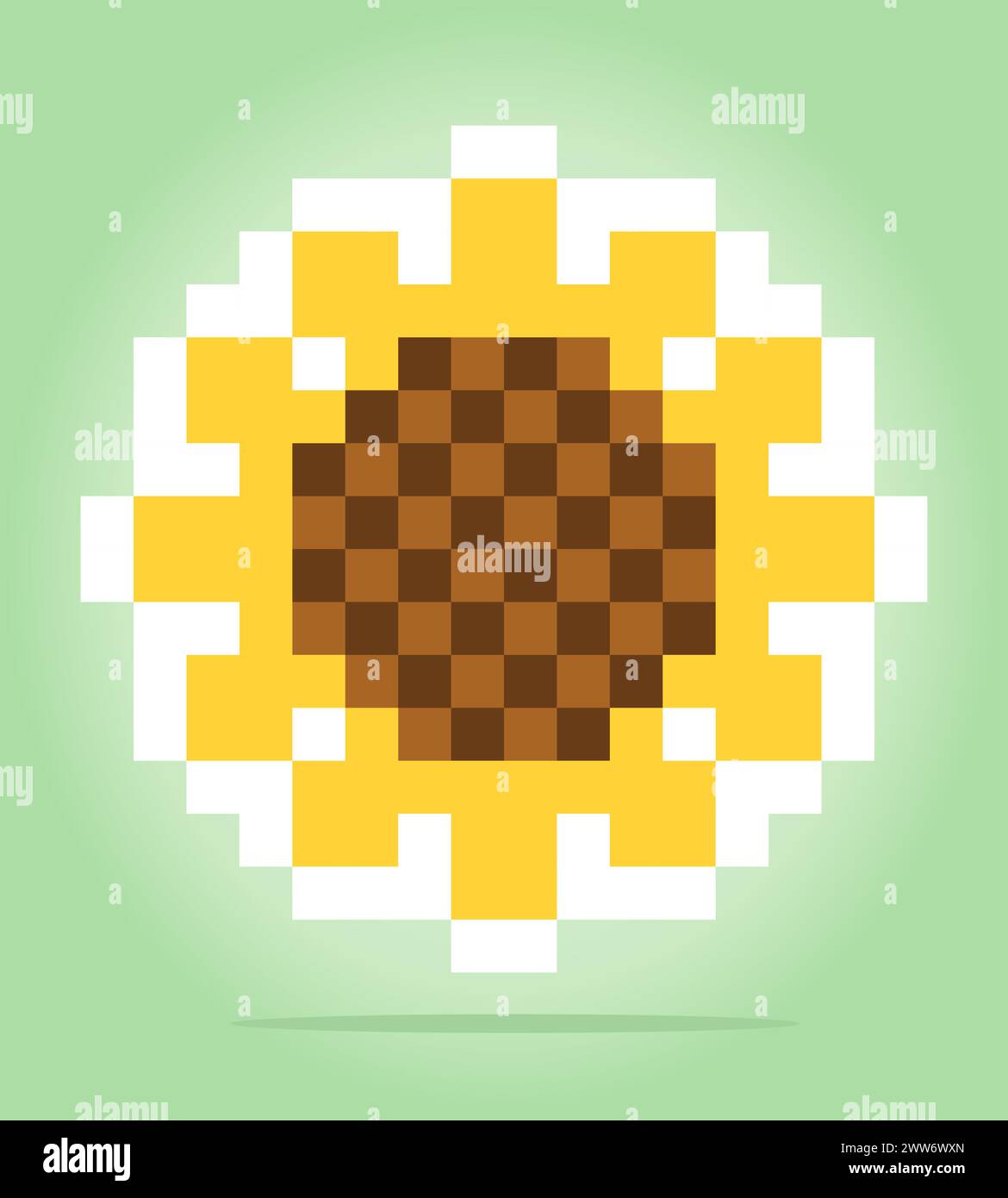 8 bit pixel of sunflower, Plant pixel for game assets and cross stitch ...