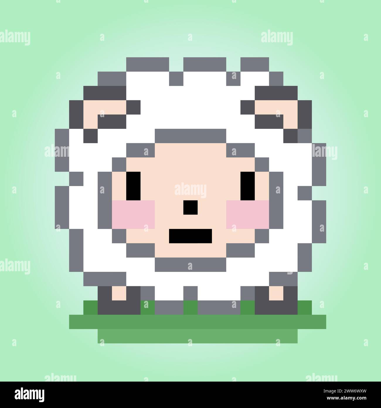 8 bit pixel sheep. Animal for game assets and cross stitch pattern, in ...