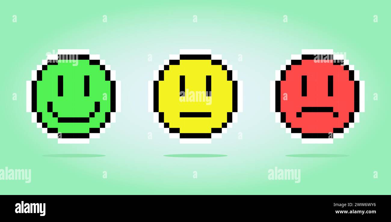 8 bit pixel icon ratings smile, for game assets and cross stitch ...
