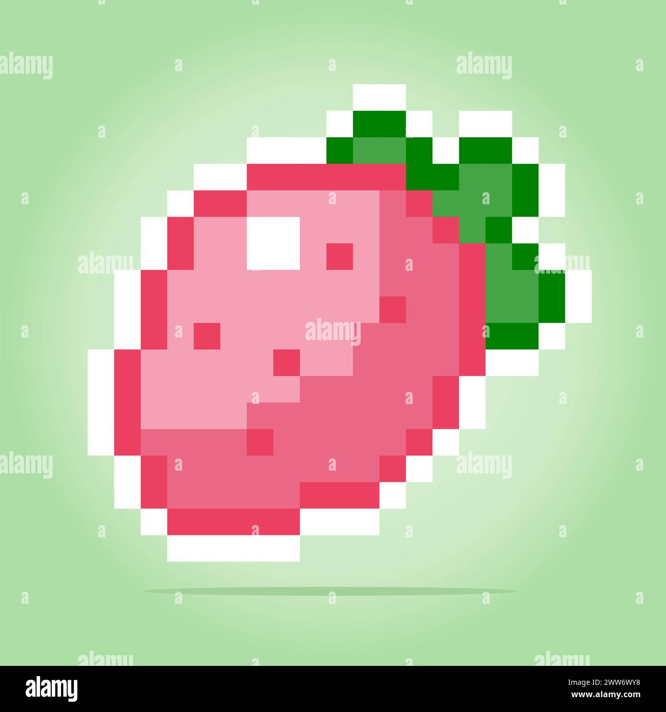 8 bit pixel of Strawberry. Fruits pixel for game assets and cross ...