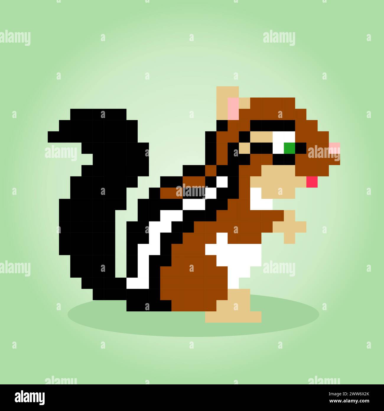 8 bit pixel of squirrel. Animal pixel for game assets and Cross Stitch patterns in vector ...