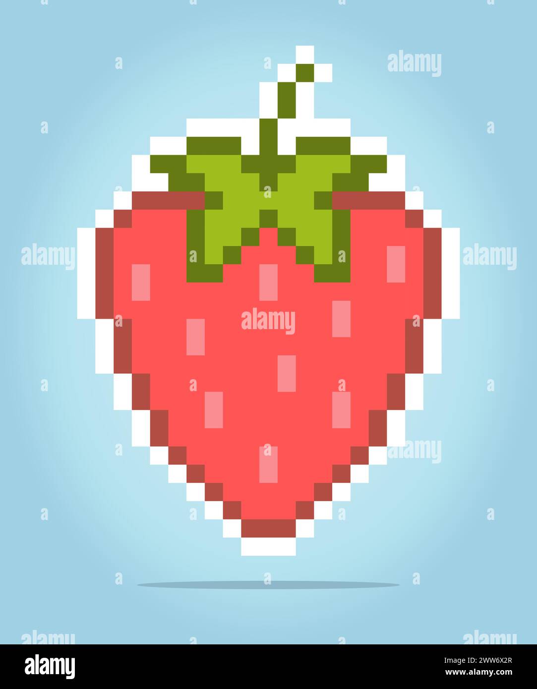 8 bit pixel of Strawberry. Fruits pixel for game assets and cross ...