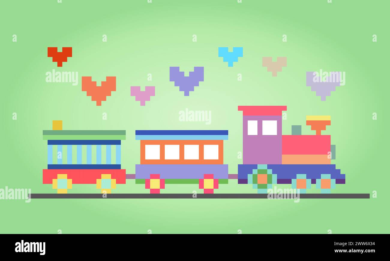 8 bit pixel train. toys pixel in vector illustrations for game assets ...