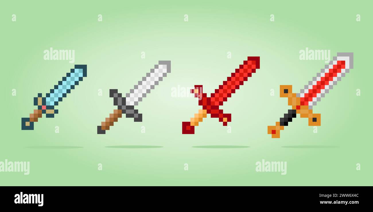 8 bit pixel sword. weapons pixel for game assets and cross stitch ...
