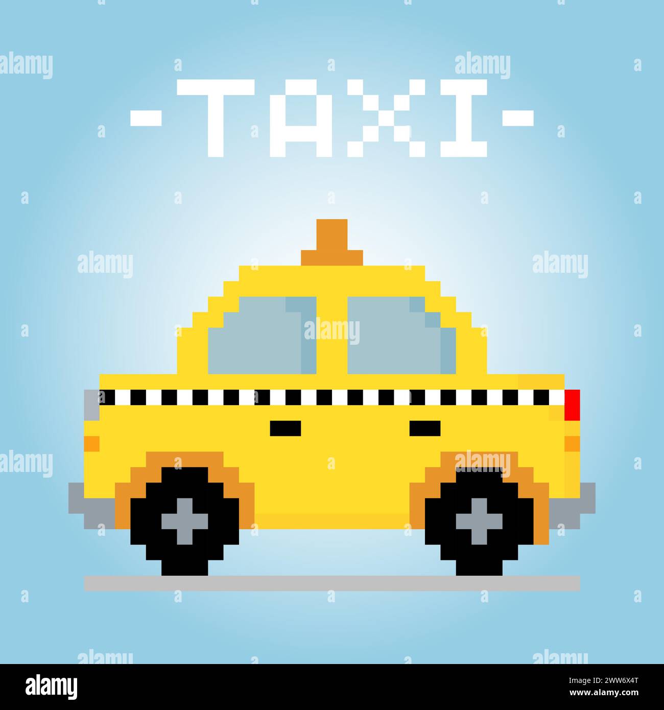 8 bit pixel taxi. Car pixel in vector illustration for game assets and ...