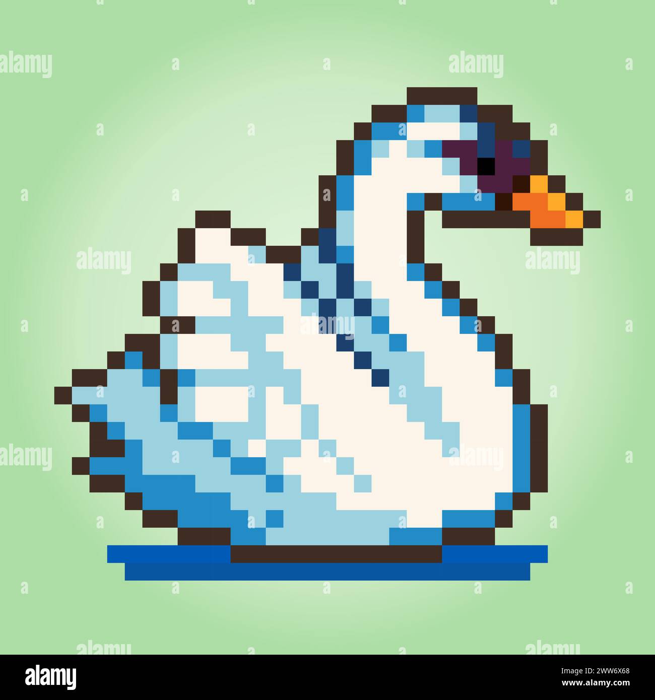 8 bit pixel swan. Animals pixel for game assets and cross stitch patterns in vector ...