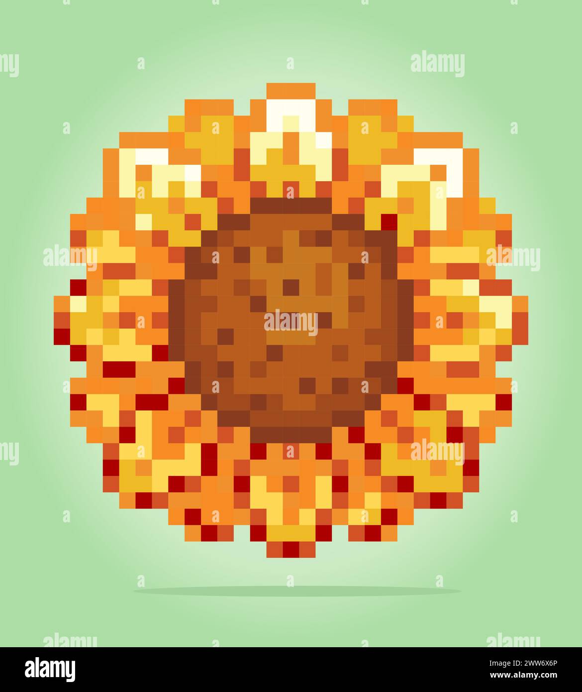 8 bit pixel of sunflower, Plant pixel for game assets and cross stitch ...