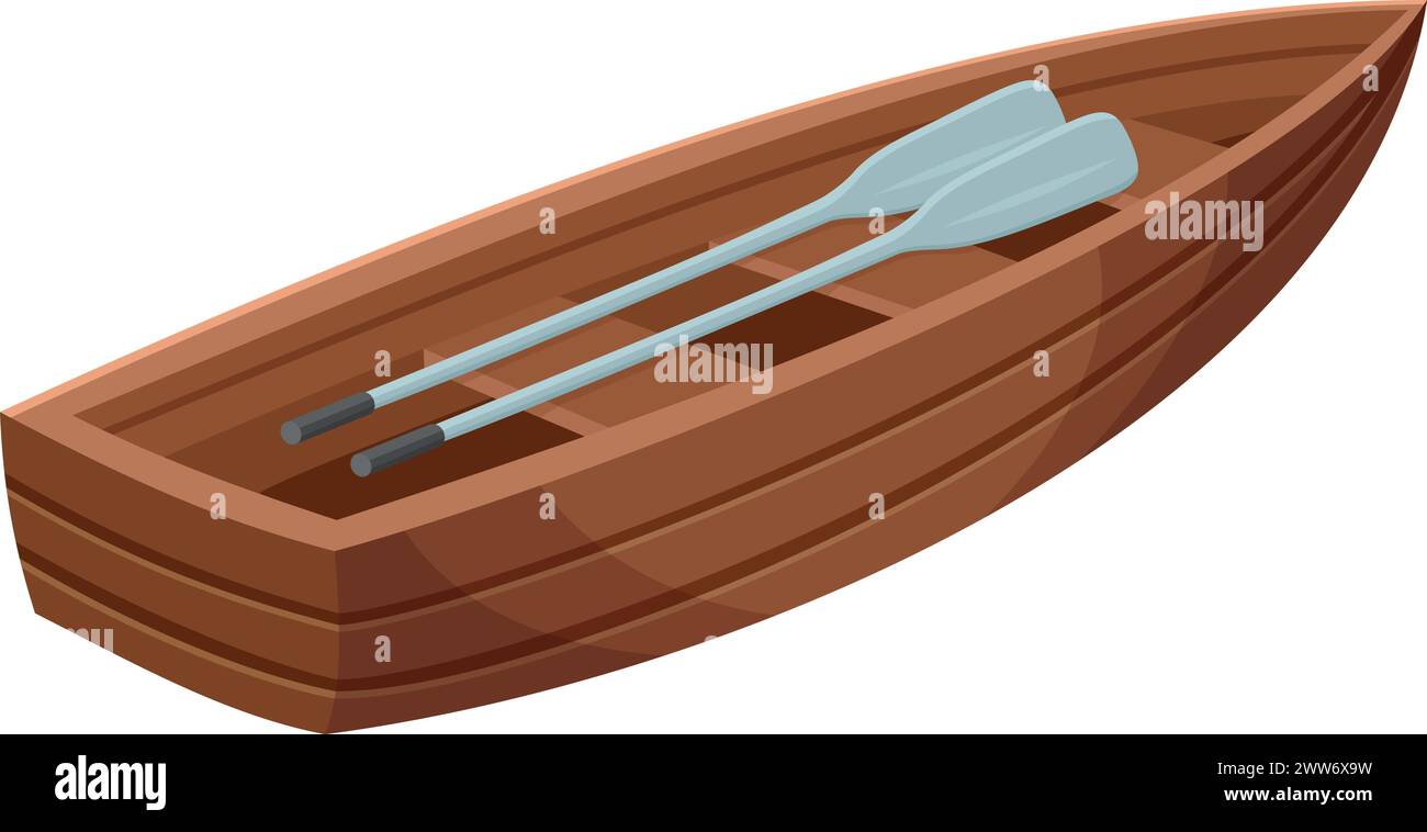 Oar boat icon. Rowing ship with wooden paddles isolated on white ...