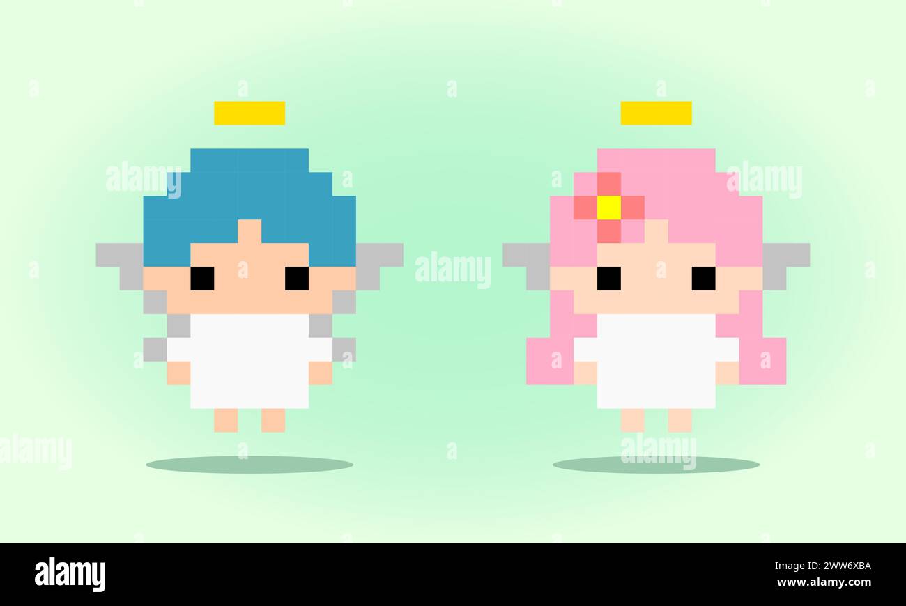 8 bit pixels two angels. Angel pixels in vector illustrations Stock Vector Image & Art - Alamy