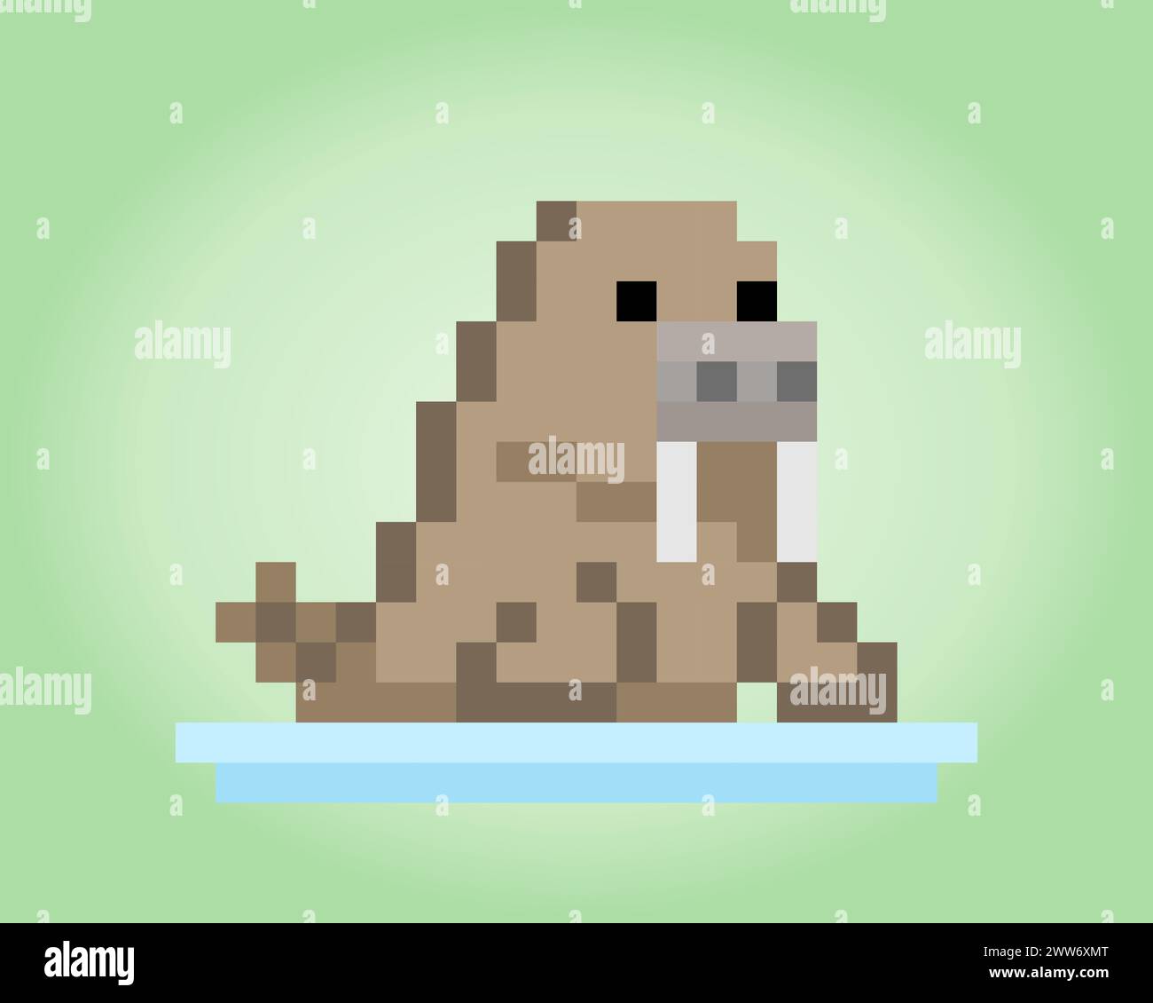 8 bit pixel walrus. Animal pixels for game icons. Illustration Vector ...