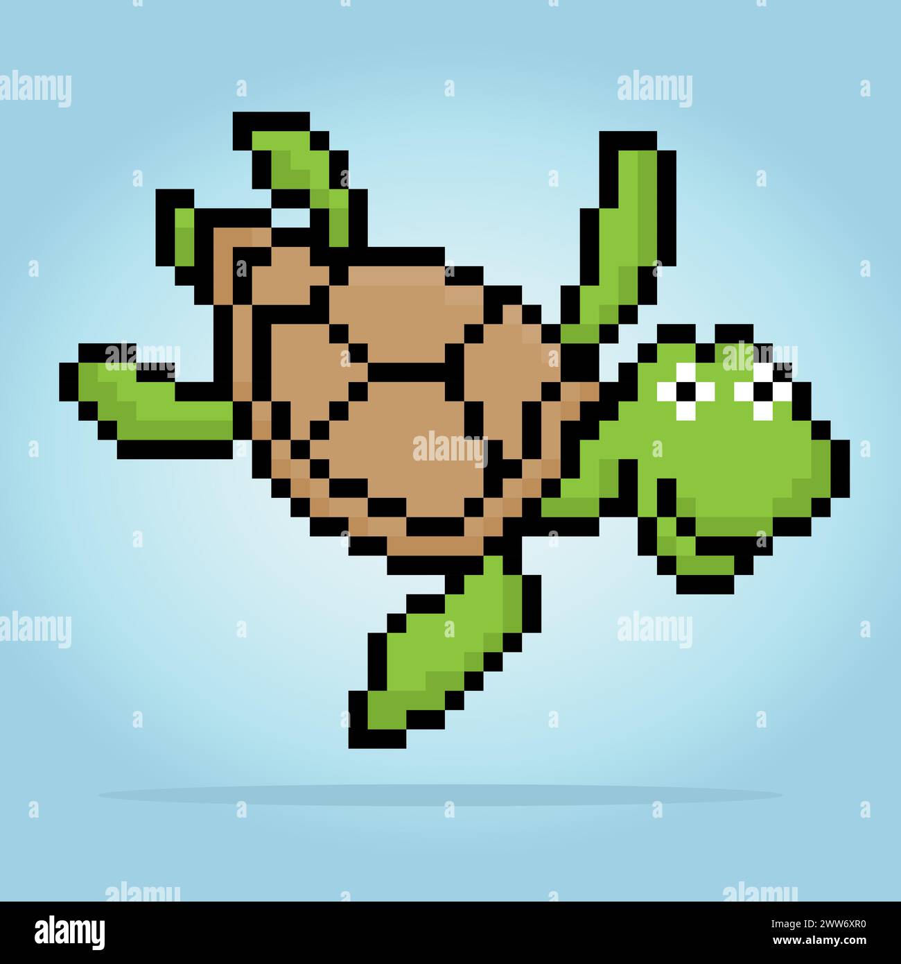 8 bit Pixel turtle. Animal pixels in Vector illustration for game asset or cross stitch pattern ...