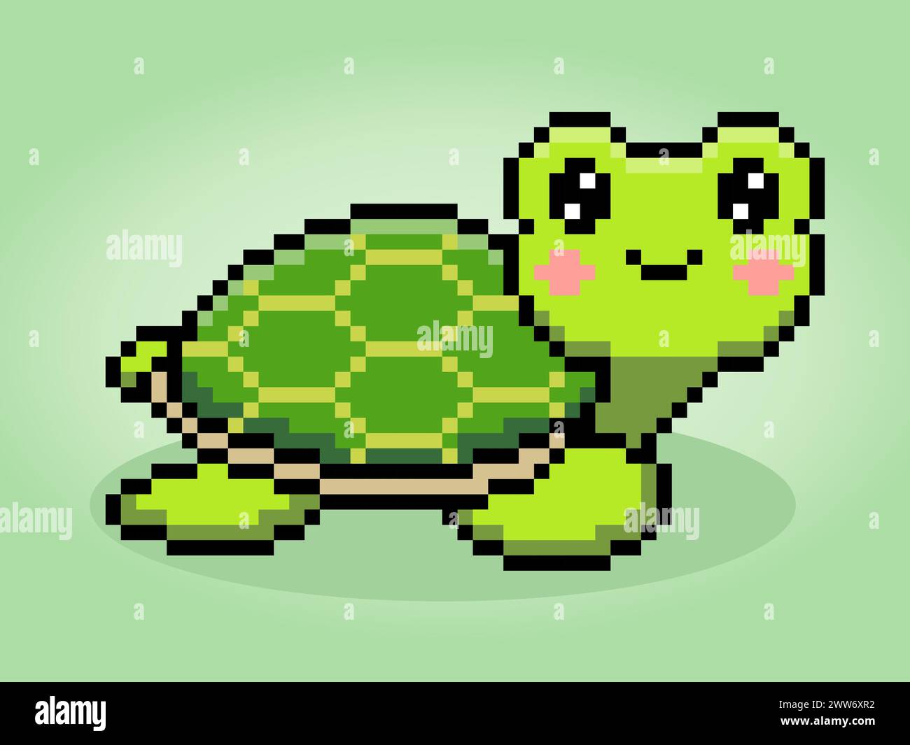 8 bit Pixel turtle. Animal pixels in Vector illustration for game asset or cross stitch pattern ...