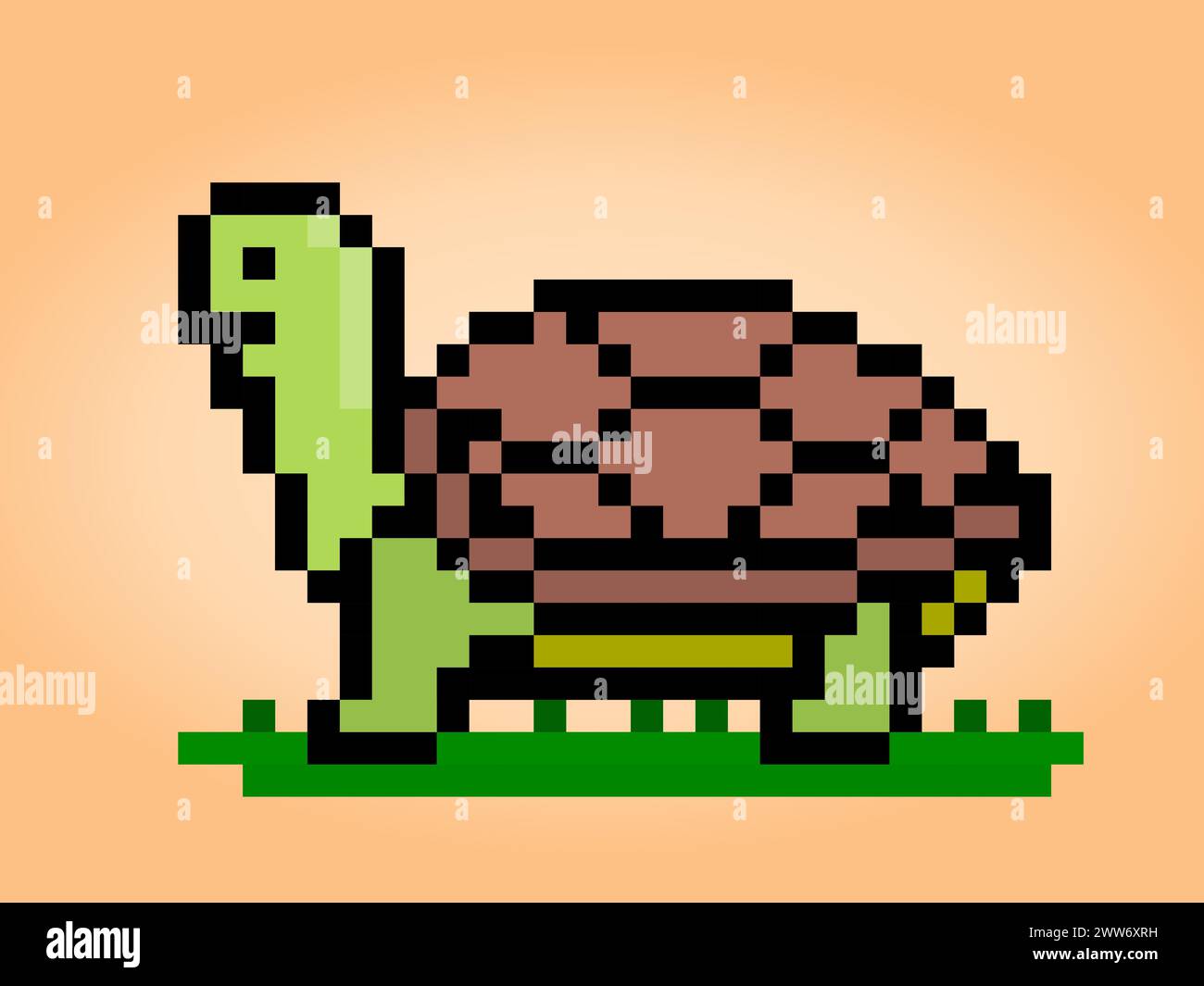 8 bit Pixel turtle. Animal pixels in Vector illustration for game asset ...