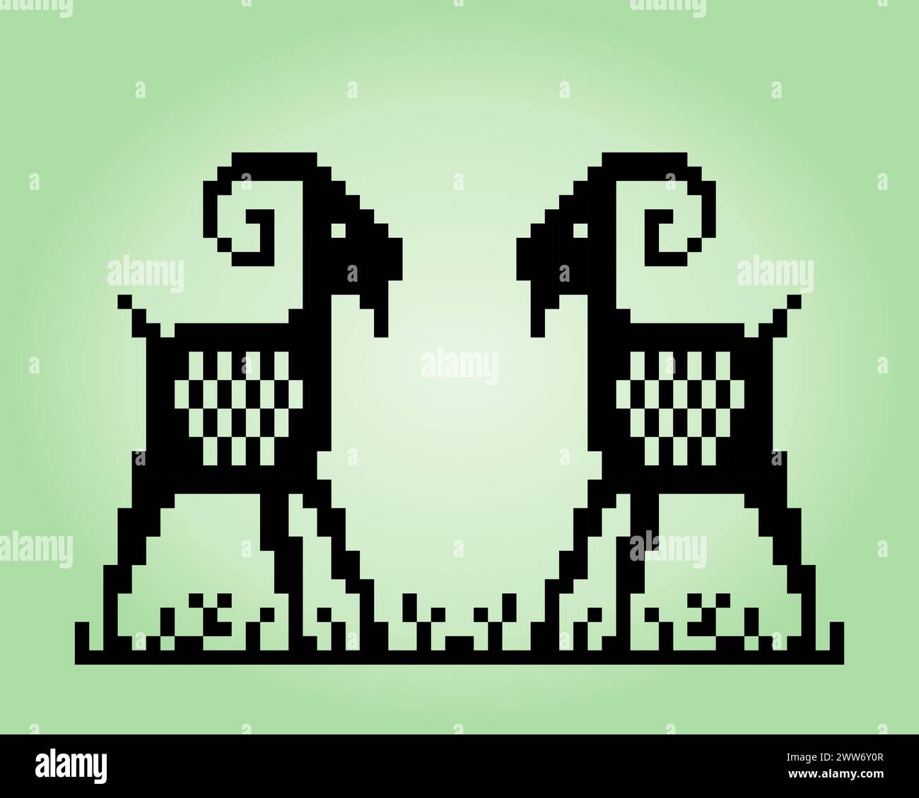8 bit Pixel of twin goat. Animal pixel in vector Illustration Stock Vector Image & Art - Alamy