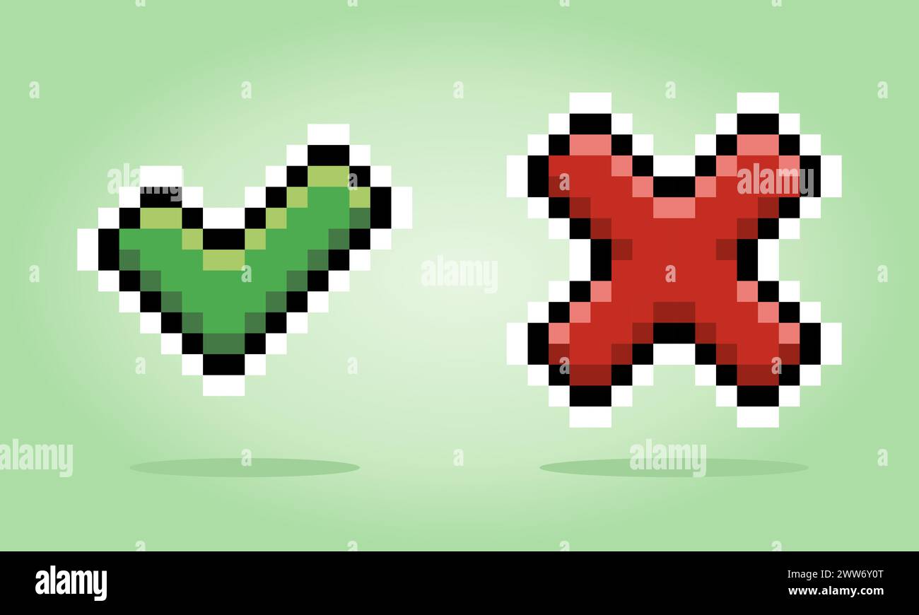 8 bit pixel Check mark icon in Vector Illustrations for Game Assets or ...