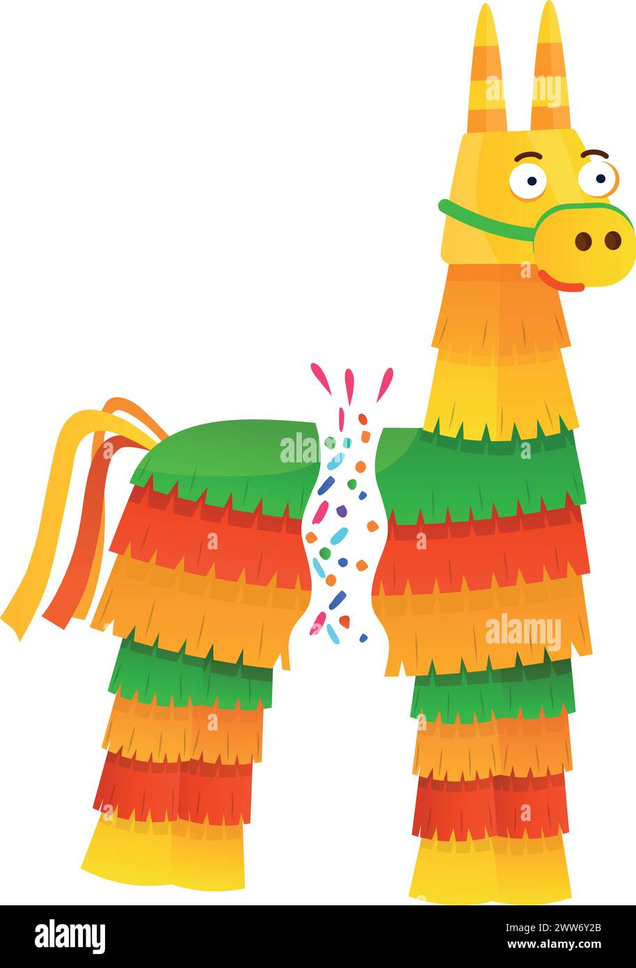 Broken pinata toy. Traditional mexican party horse isolated on white ...