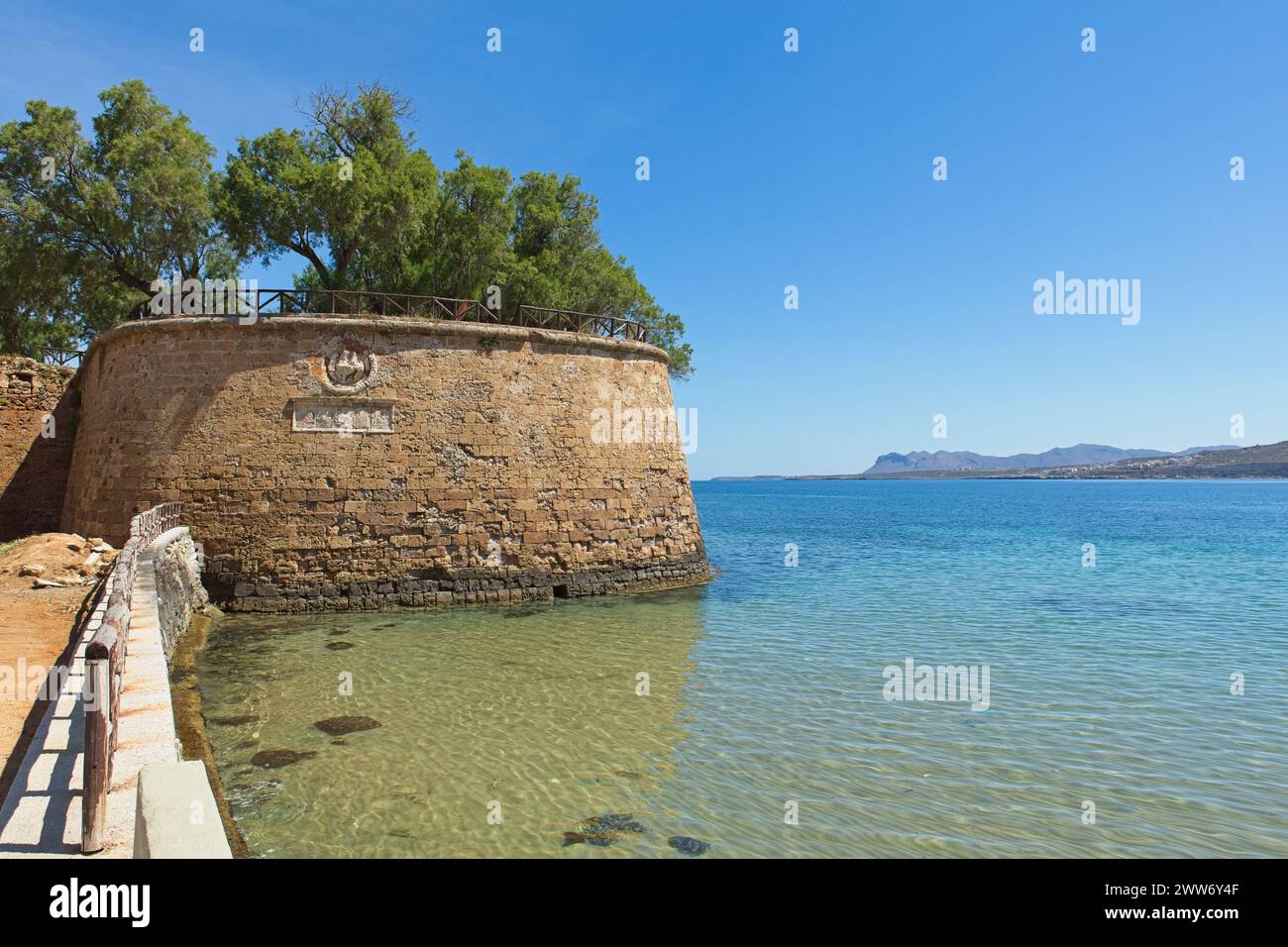 Coat of Arms of Venice at Sabbionara Rampart in spring, Chania, Crete ...