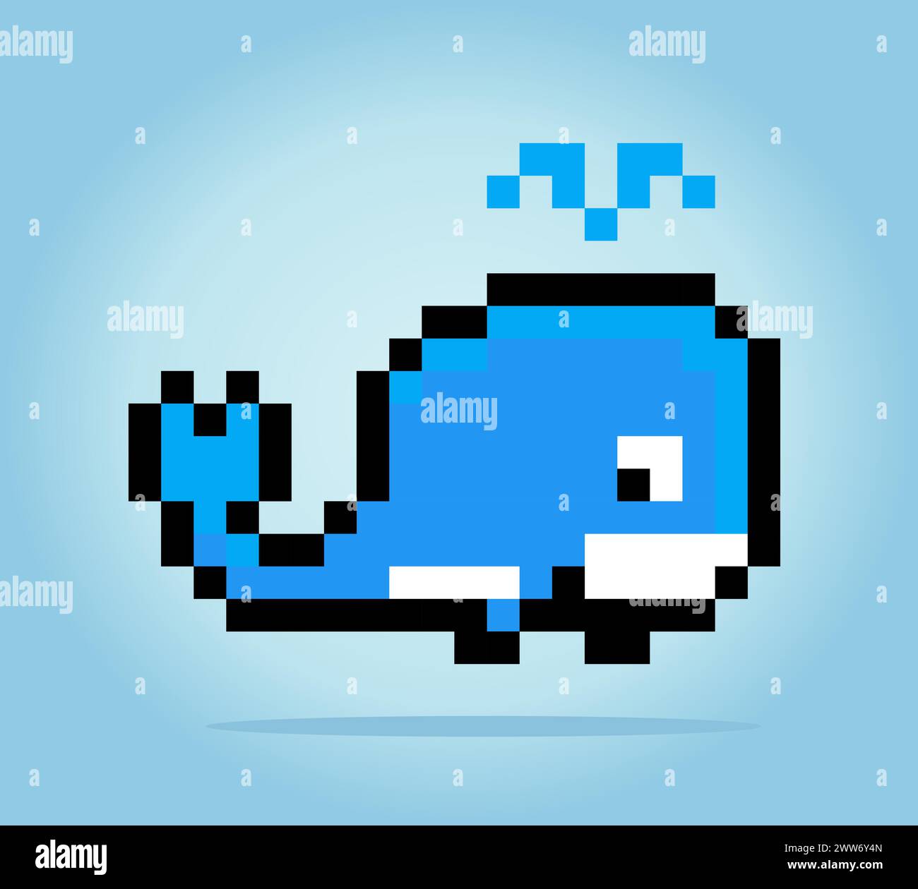 8 bit pixel of whale. Animals pixel in Vector Illustrations for Game Assets or Cross Stitch ...