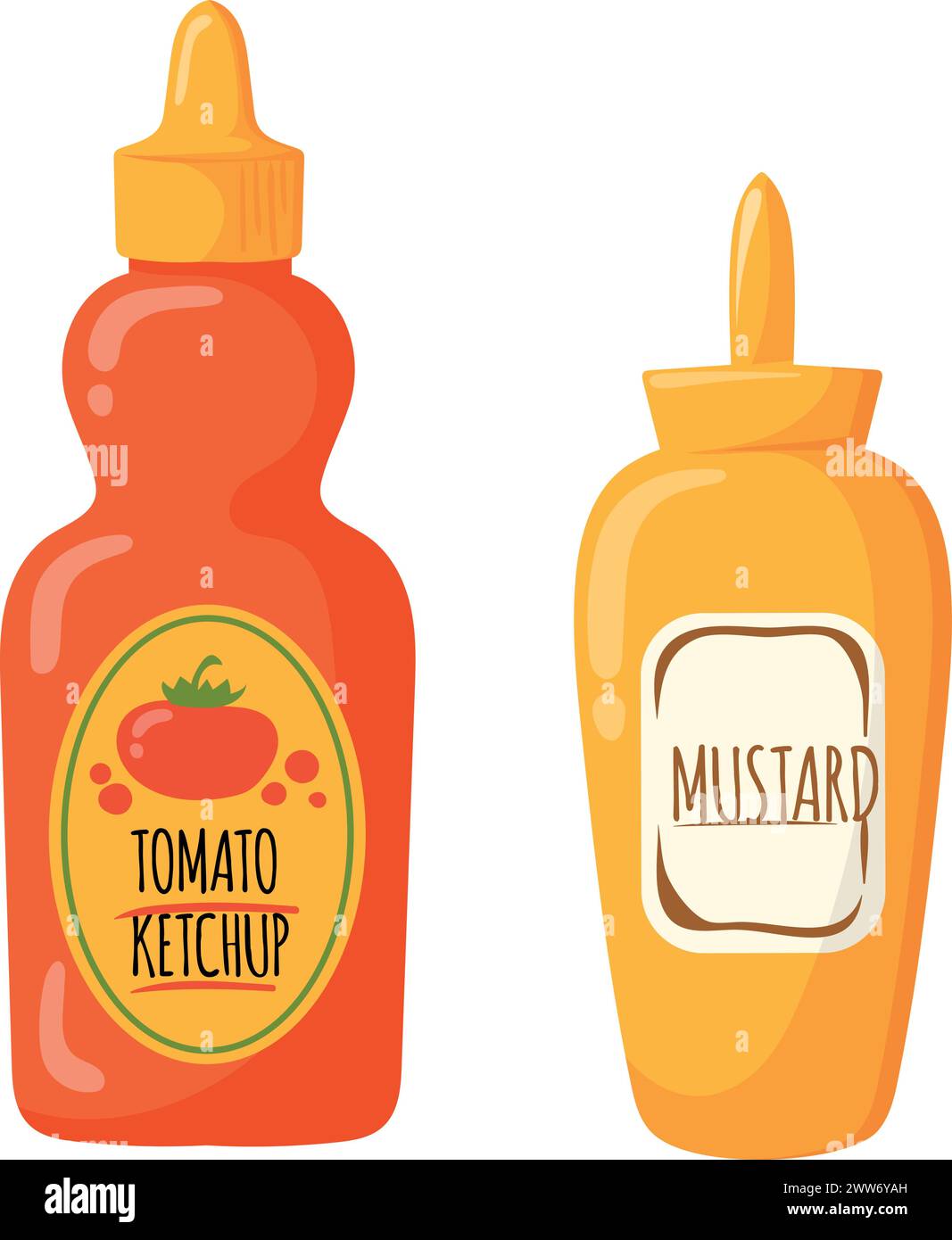 Ketchup and mustard bottles. Cartoon plastic sauces containers isolated ...