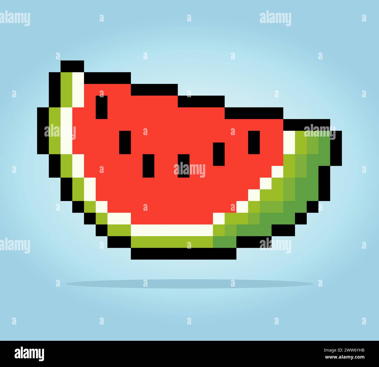 8 bit pixel of slice watermelon. fruit pixels for game icons ...