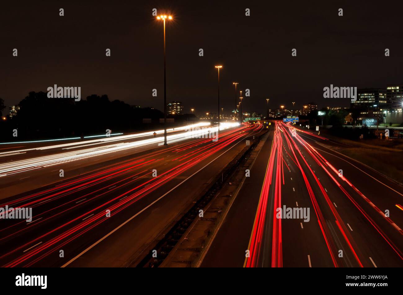 Long exposure traffic in Highway 401, Toronto, Canada Stock Photo - Alamy