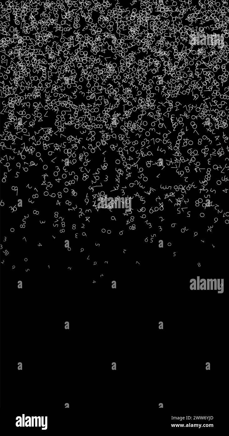 Falling numbers, big data concept. Binary white chaotic flying digits ...