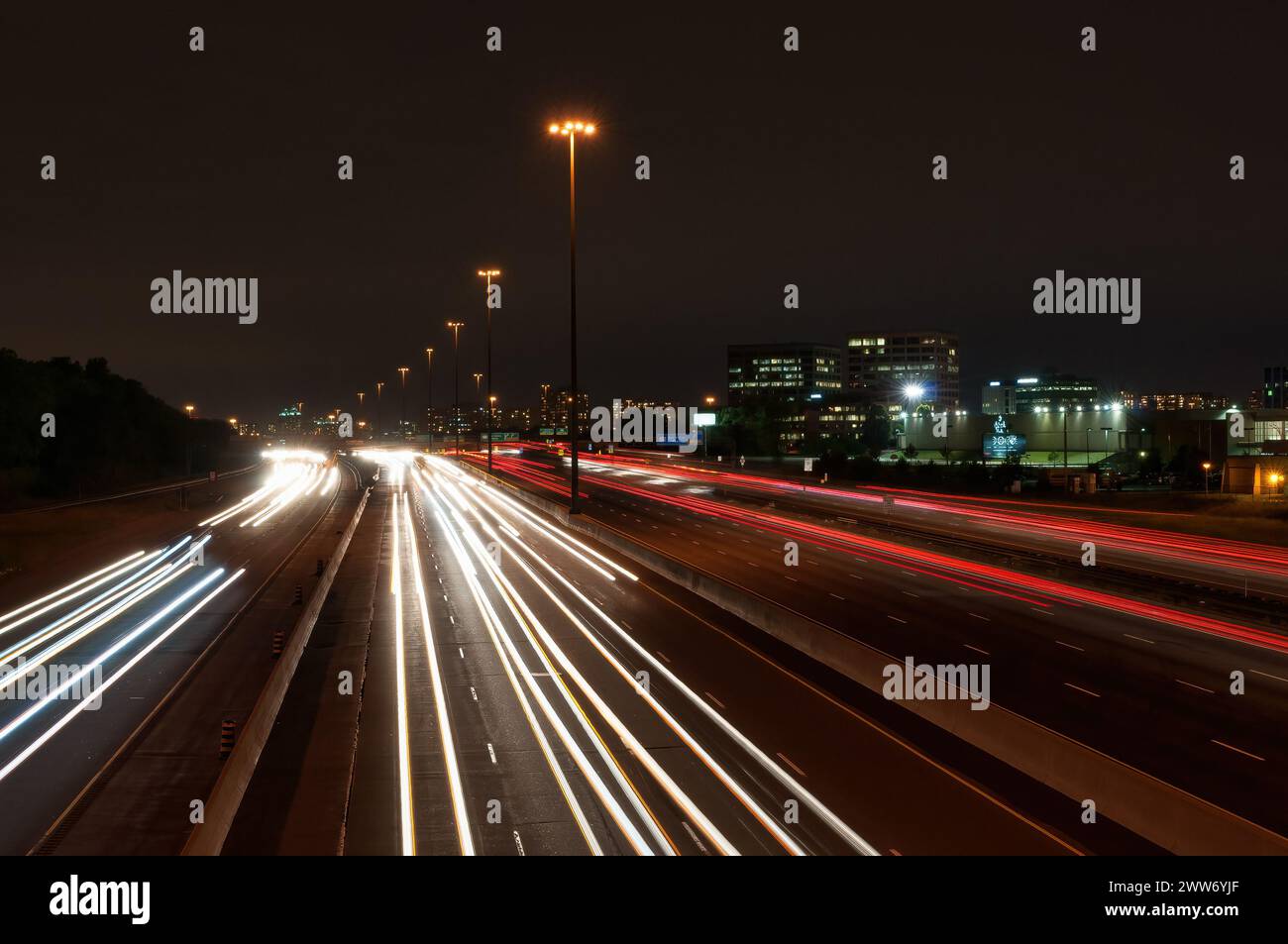 Long exposure traffic in Highway 401, Toronto, Canada Stock Photo - Alamy