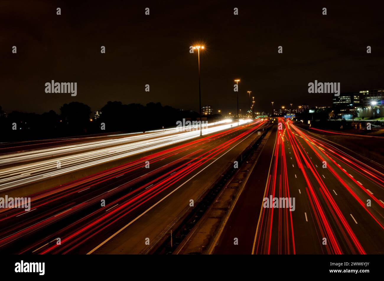 Long exposure traffic in Highway 401, Toronto, Canada Stock Photo - Alamy