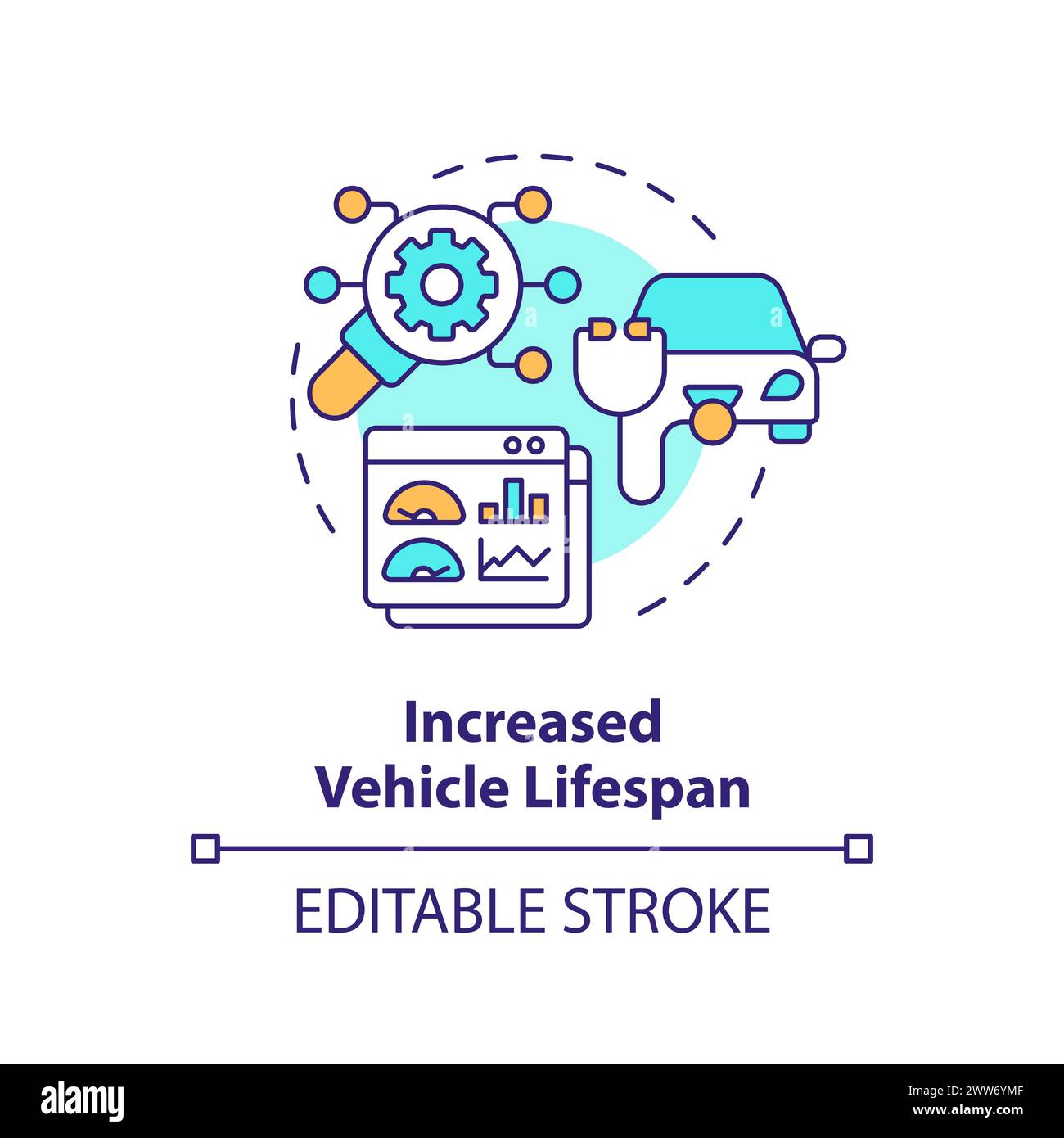 Vehicle increased lifespan multi color concept icon Stock Vector Image & Art - Alamy