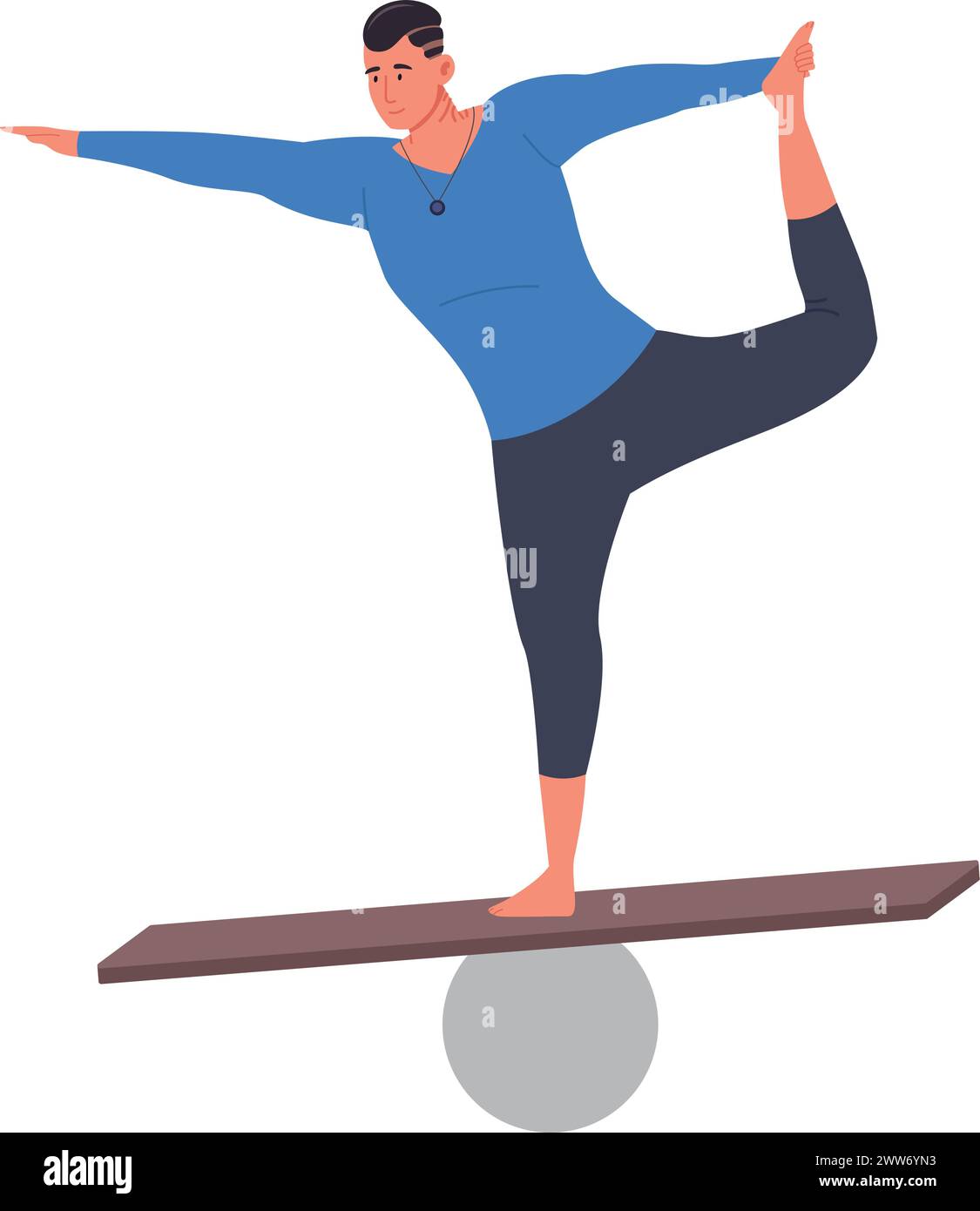 Man balancing on plank in yoga pose. Life wellness isolated on white ...