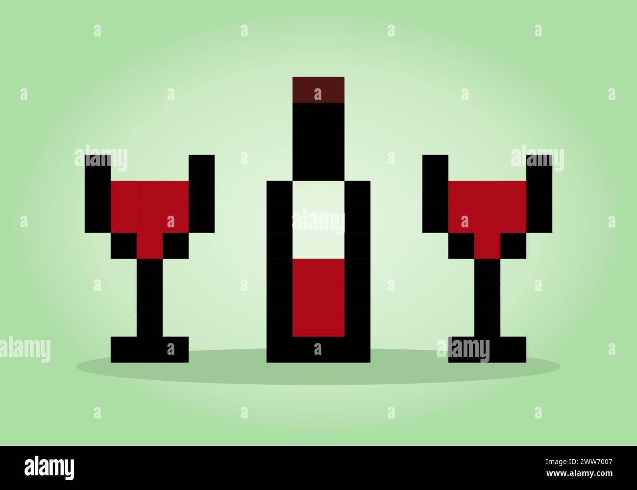 8 bit pixel of wine. Drink pixels in Vector Illustrations for Game ...