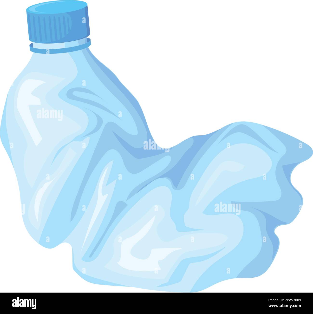 Crumpled bottle. Used plastic trash cartoon icon isolated on white ...